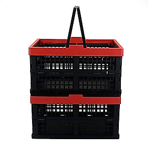 AnnkkyUS 2-pack Collapsible Storage Crates, Folding Plastic Shopping Basket with Handle