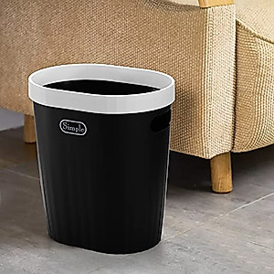 ZENFUN 2 Pack 4.7 Gallon Plastic Slim Trash Can with Press Ring, Narrow Garbage Bin Wastebasket Garbage Container Bin with Handles for Living Room, Bathroom, Kitchen, Office, Grey & Black