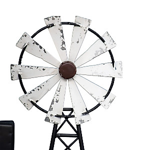 Foreside Home & Garden White Set of 2 Metal Windmill Bookends