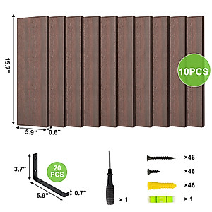 Fixwal Floating Shelves, Set of 10, Rustic Wood Wall Decor, Farmhouse Wall Mounted Shelves for Bedroom, Living Room, Kitchen and Bathroom (Walnut Brown)