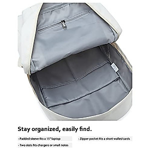 HotStyle 599s Simple Backpack, Classic Bookbag with Multi Pockets, Durable for School & Travel, Beige