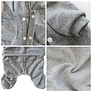 3 Pack Dog Hoodie, Pet Jumpsuit Fleece Sweatshirt with Buttons, Dog Clothes, Dog Cold Weather Coats, Winter Warm Cotton Puppy Hoodie 4 Legs Dog Clothes for Small Medium Dogs Boy Girl Black Grey Pink