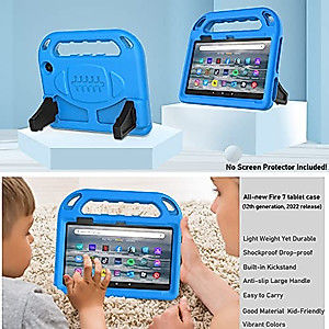 LTROP All-New Amazon Kindle Fire 7 Tablet Case(12th Generation, 2022 Release), Fire 7 Tablet Case, Shockproof Light Weight Bumper Kids Case for Fire 7 2022 Tablet Latest Model(7” Display), Blue