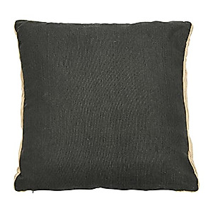 Creative Co-Op Cotton Pillow with Embroidery, Chambray Back