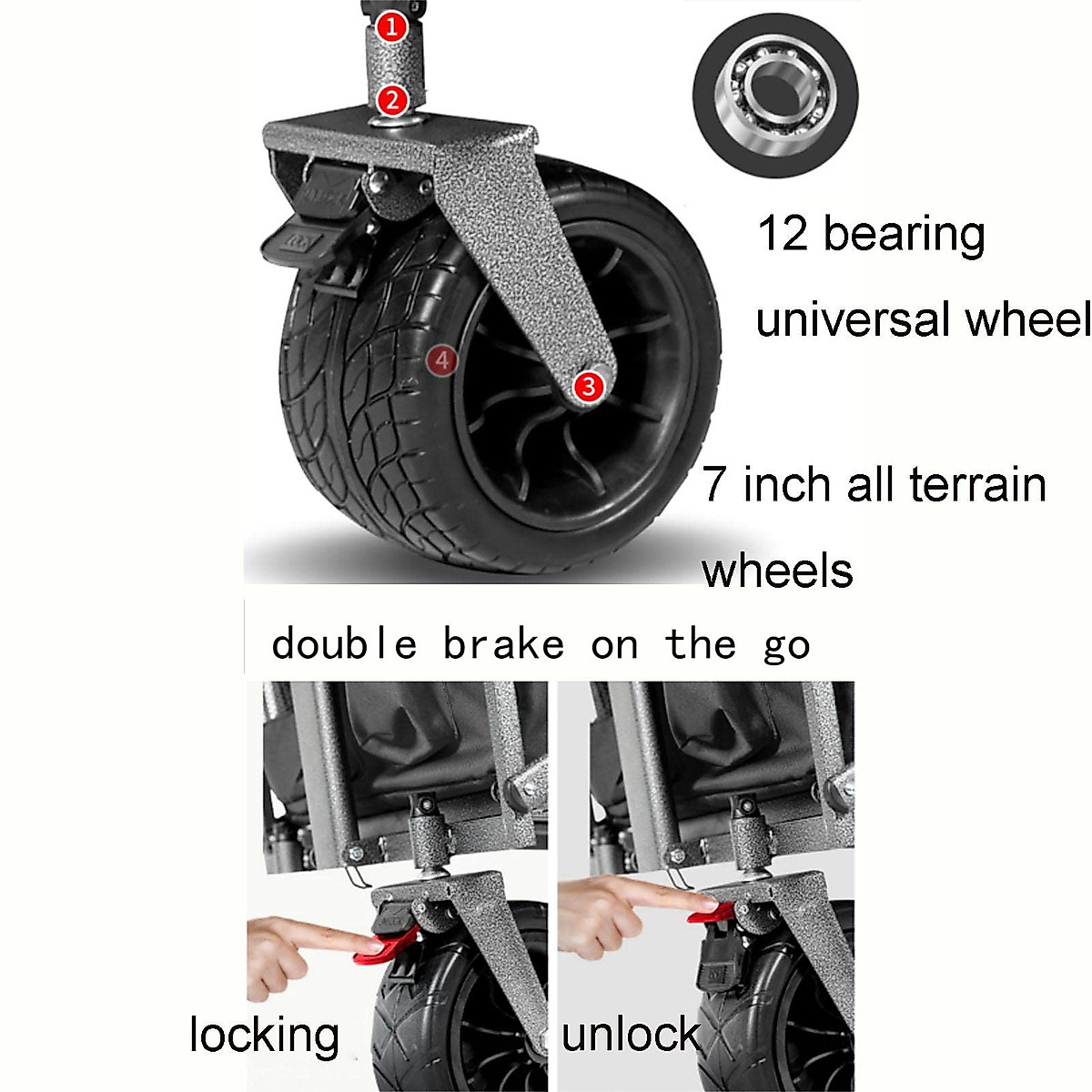 ASUMUI Outdoor Collapsible Wagon Portable Beach Cart,Adjustable Rolling Carts with Big Wheels/Two Chairs/Desktop,for Beach, Shopping (White)