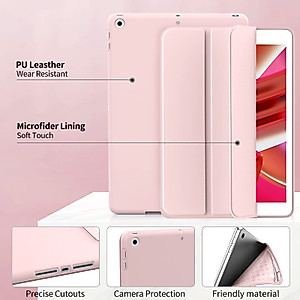 Aoub Case for iPad 6th Generation 2018/iPad 5th Generation 2017 9.7 Inch Case, Trifold Stand Protective Slim Lightweight Smart Cover, Auto Sleep/Wake, Soft TPU Back Case for ipad 9.7 inch - Light Pink