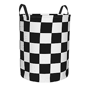 Foruidea Black and White Checkerboard Pattern Laundry Basket,Laundry Hamper,Collapsible Storage Bin, Oxford Fabric Clothes Baskets,Nursery Hamper For Home,Office,Dorm,Gift Basket