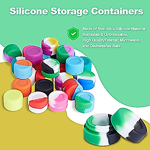 Silicone Wax Container 3ml 50 Pieces Non-Stick Silicone Jars Wax Concentrate Container with Wax Carving Tool and Silicone Mat for Home Travel Business, Random Color