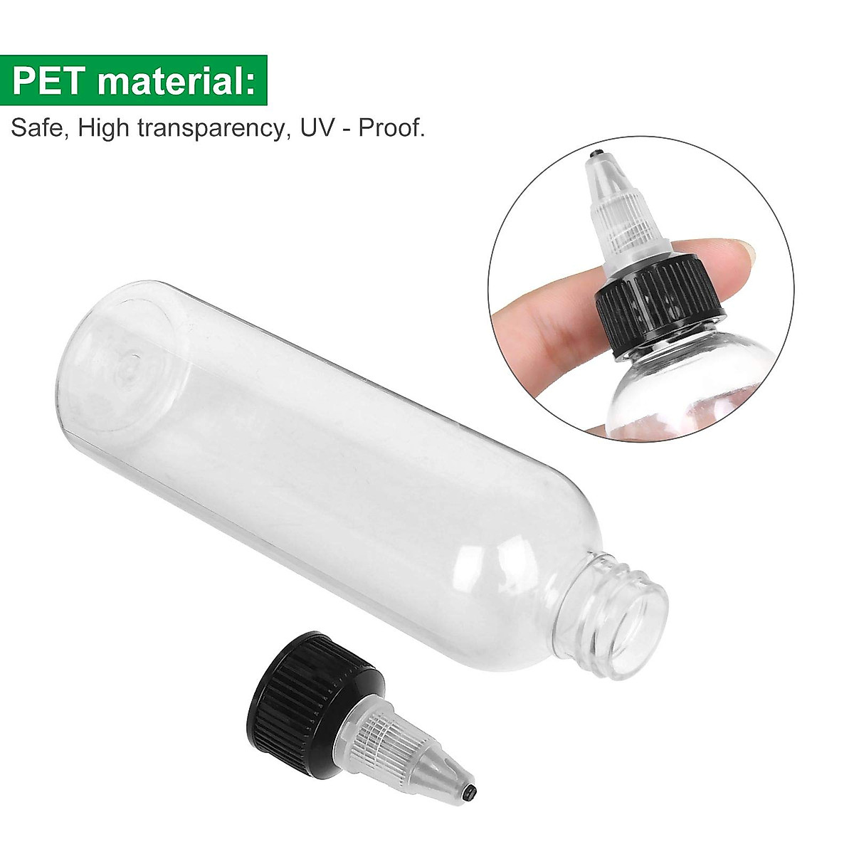 ABuff 32-Pack Clear Dispensing Bottles, 120ml/4 Ounce Plastic Squeeze Condiment Bottles with Twist-on Cap Lids - Round Plastic Squeeze Bottle for Ketchup,Mustard,Olive Oil and More