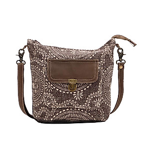 Myra Bag Indigo Upcycled Canvas & Leather Shoulder Bag S-1451