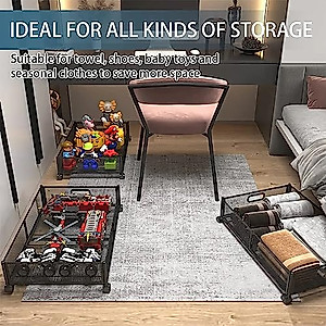 Pack of 2 Under Bed Storage Containers, Foldable Storage Organization with Handles Under Bed Storage Bins Drawer