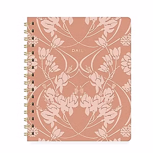 Fringe Studio Non-Dated Daily Planner, Vegan Leather Cover, NOUVEAU BLOSSOM APRICOT", 6" x 7.25", 160 Pages (877007)