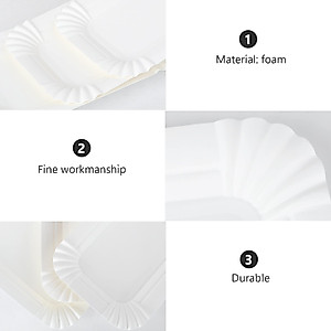 100PCS Paper plate for cake Fruits Tray dishwasher tray dinner Dish birthday disposable dinnerware disposable serving trays Party Paper Plates rectangle Foam white meat dish