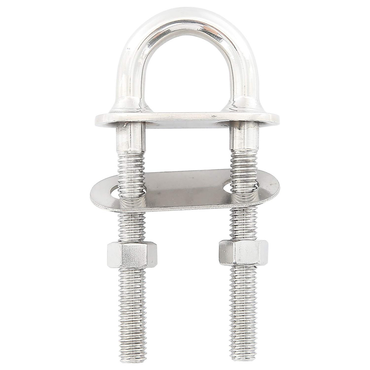NovelBee 2-Pack 3/8" Stock Stainless Steel Stern Bow Eye U Bolt with Welding Plate,Washer and Hex Nuts (Overall Length:4-1/2")