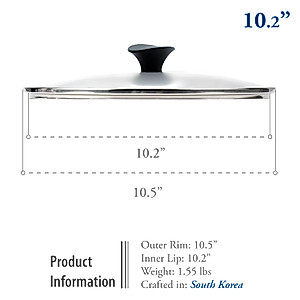 TeChef Cookware Tempered Glass Lid, Made in Korea (10.2-Inch) (26cm)