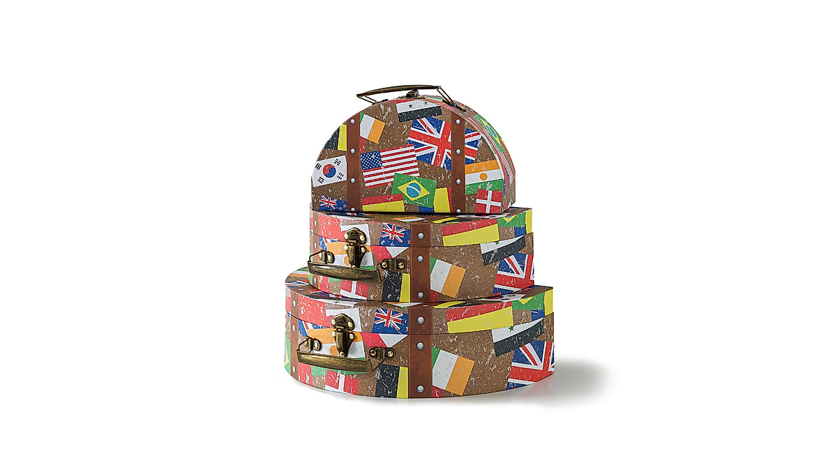 Travel Themed Decorative Storage Boxes Set of 3 | Global Travel Style