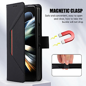 Smartphone Flip Cases Kickstand Case for Samsung Galaxy Z Fold 3 5G Case,Premium PU Leather Wallet Case with Card Holder,Magnetic Closure Shockproof Case Full Body Protection Phone Cover Case Flip Cas