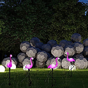 3 Pieces Garden Outdoor Flamingo LED Stake Lights Solar Powered Waterproof for Garden, Lawn, Patio, Pond, Backyard Decor