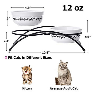 Y YHY Cat Bowls Elevated, Cat Food Dish Raised, Tall Cat Bowls for Food and Water, Ceramic Pet Dishes for Cat or Dogs, Anti Vomiting, Whisker Fatigue, Dishwasher Safe, 12 Ounces