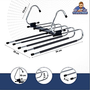 Space Saving Pants Hanger- 2 Pack Closet Organizer Closet Storage Jeans,Trousers Hanger Drying Rack: Leggings, Scarves and Towels Non-Slip Hanger- Space Maximizing Hanging Rack Small Space Organizer