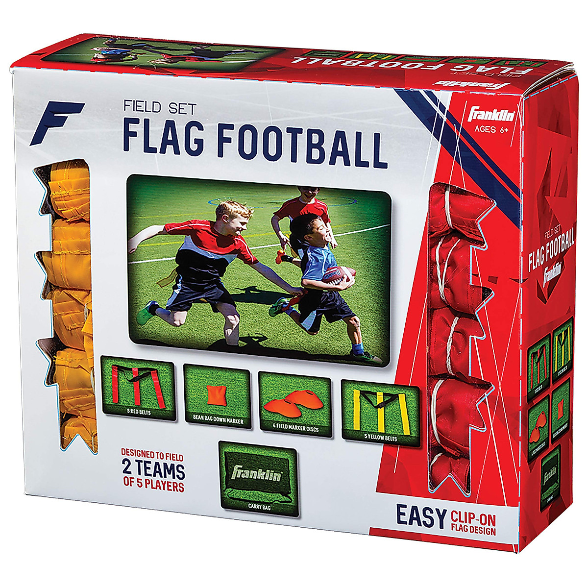 Franklin Sports Flag Football Set - 10 Player Flag Football Belts for Adult + Youth - Equipment Cones + Field Marker Included - 5 v 5 Set