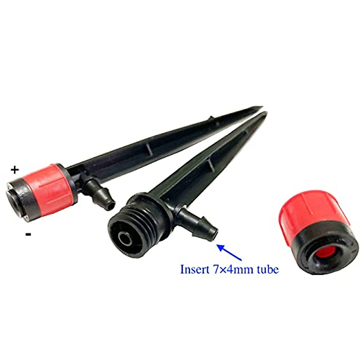 ZILIM 50PCS Drip Emitters Fan Shape with Stake Water Flow, 360 Degree Sprayer Perfect for Irrigation System, Adjustable for 1/4inch(7 x 4mm) Irrigation Tube Hose Watering Kits for Garden Patio Lawn