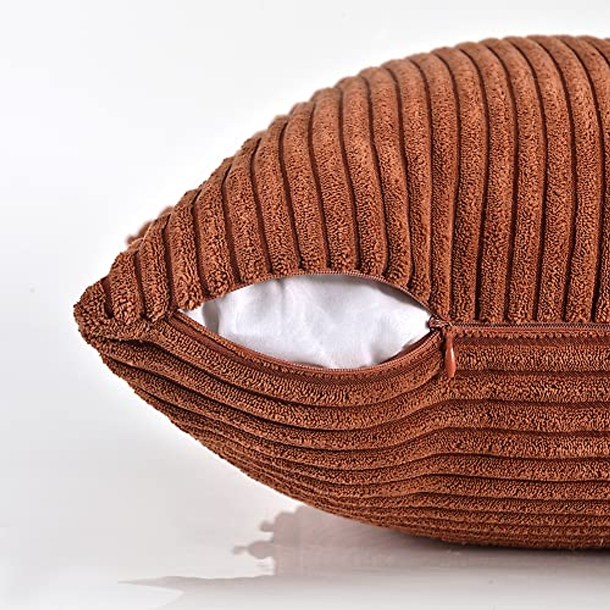 Fancy Homi 2 Packs Rust Boho Decorative Throw Pillow Covers 18x18 Inch for Living Room Couch Bed, Farmhouse Home Decor, Soft Corss Corduroy Patchwork Textured Terracotta Accent Cushion Case 45x45 cm