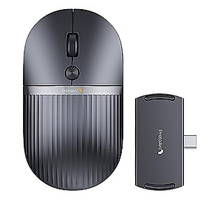 ProtoArc USB C Wireless Bluetooth Mouse, Multi-Device HubMouse for Business and Travel with Type C Hub Portable Silent Rechargeable Laptop Mouse for iPad, Tablet, MacBook, Surface Pro-Dark Gray