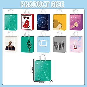 SNABETNA Singer Music Paper Bags Birthday Party Decorations 10pcs Goodies Bags,Singer Themed Party Paper Bags With 10 Styles, Double Sided Music Style Paper Bags Boys Girls Birthday Party Favors