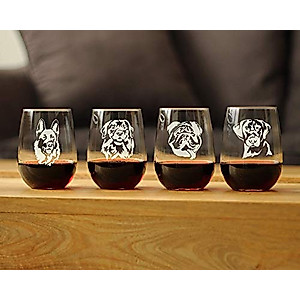 Black Lab Face Stemless Wine Glass - Large Glasses - Cute Gifts for Dog Lovers with a Labrador Retriever