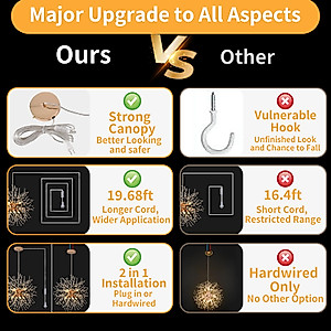 HOXIYA Modern Crystal Chandeliers Firework, Plug in Dandelion Chandelier, Gold Sputnik Pendant Light for Bedroom Foyer Hallway Entryway Kitchen, 8 Light Firework Dandelion Chandelier, G9 Socket