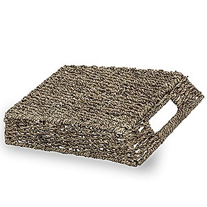 The Lucky Clover Trading Coffee Rectangular Seagrass Tray, 14" L Basket