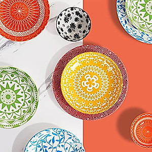 Vivimee Small Ceramic Bowls Set of 6, 10 oz Colorful Dessert Bowls, Ice Cream Bowls, Stackable Snack Bowls for Ice Cream, Snack, Rice, Condiments, Side Dishes, Yogurt, Microwave Dishwasher Safe