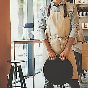 TOPZEA 4 Pack Plastic Server Tray, 14 Inch Round Serving Tray Restaurant Serving Tray Non-Slip Bar Tray Cafeteria Tray for Eating, Cafe Tray for Coffee Table, Black, with Non-Skid Rubber Lined