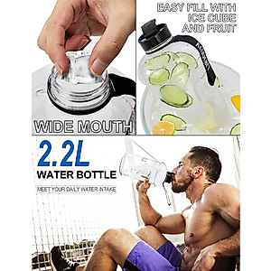 VENNERLI Water Bottle with Handle Portable Large Plastic Water Bottles for Adults BPA-free Half Gallon Water Bottle Reusable 2 Liter Water Jugs for Outdoor Hiking Fitness Travel Camping Cycling