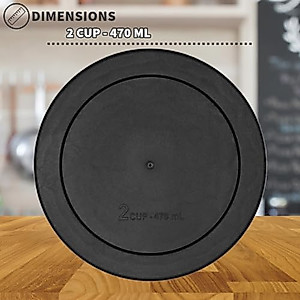 CIBI Food Storage Container Lids (2 Cups, Black - 6PK) Compatible with Pyrex and Anchor Round Glass Containers, Dishwasher and Microwave Safe Replacement Lids