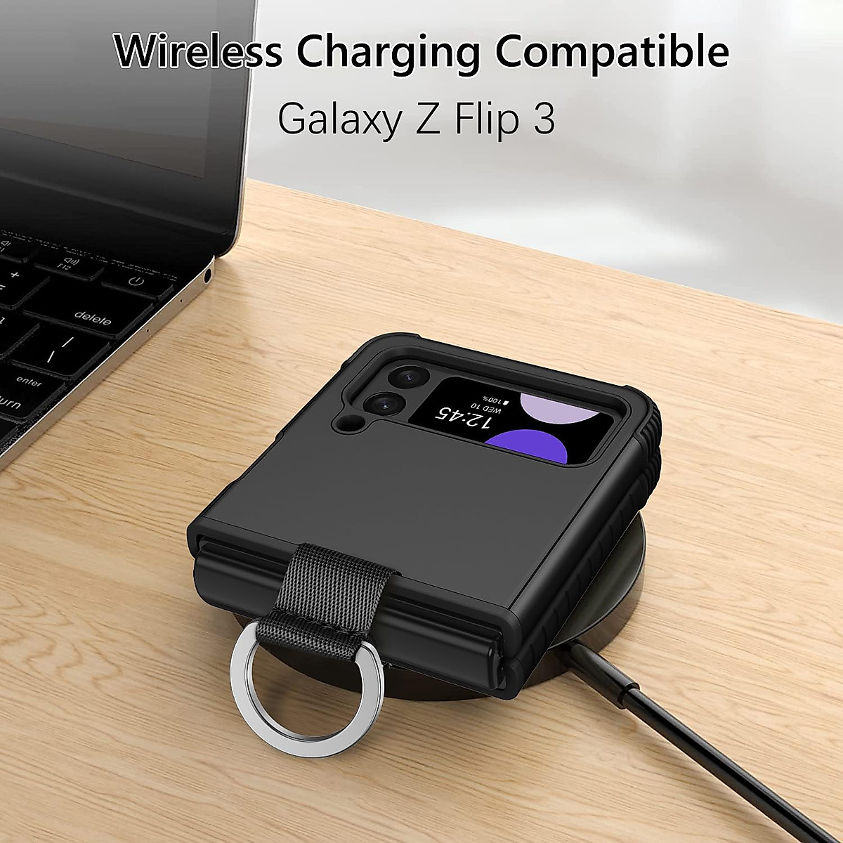 GUAGUA Compatible with Samsung Galaxy Z Flip 3 Case 5G 6.7 Inch Hybrid 2 in 1 Hard PC Soft TPU Heavy Duty Rugged Shockproof Full-Body Protective Phone Cover for Samsung Z Flip3, Black