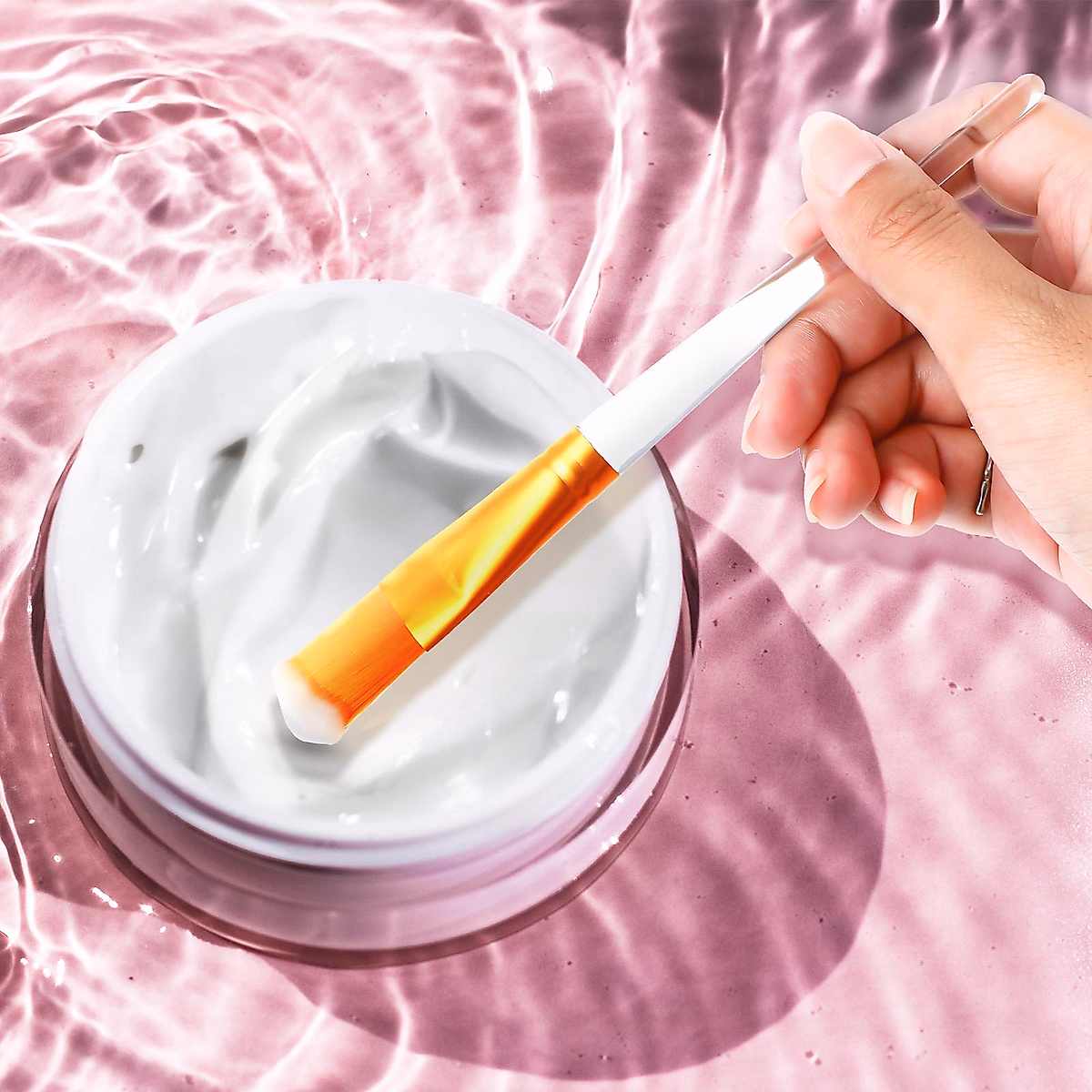 16 Pieces Face Mask Fan Brush Applicator Set Includes Soft Facial Fan Brush Esthetician Face Mask Brush Cosmetic Makeup Tools for Eyelash Extension(6 Inches long,Simple)