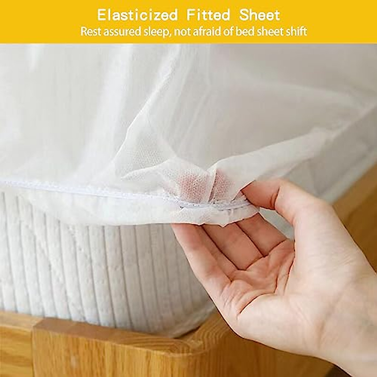 OTITYAN 2 Pack Disposable Bed Sheets King Size, Disposable Fitted Sheets Travel Bedding Cover for Hotel, Disposable Travel Sheet with Quilt Cover and Pillowcase for Travel Business Trip