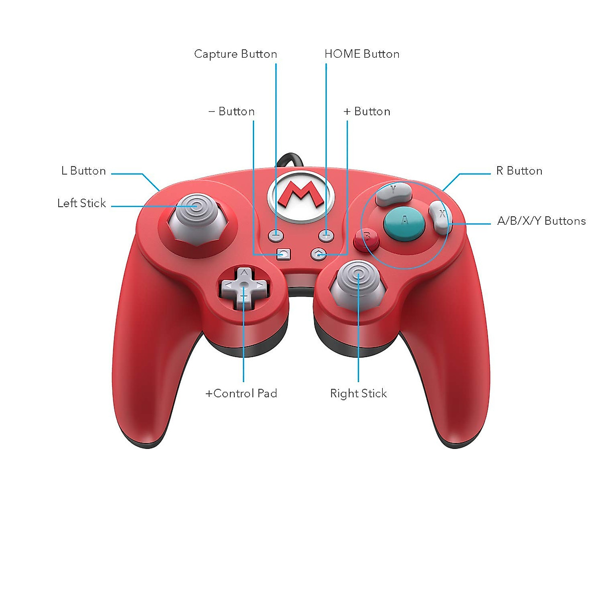 Wired Fight Pad Pro - Official Nintendo Switch Controller - Classic Gamecube Style Retro Controller - Perfect for Super Smash Bros & Mario Party - OLED Compatible