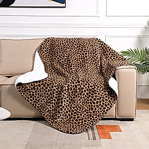 SOCHOW Premium Thick Sherpa Fleece Throw Blanket, Soft and Warm Winter Blanket, 60 × 80 Inches, Brown Leopard