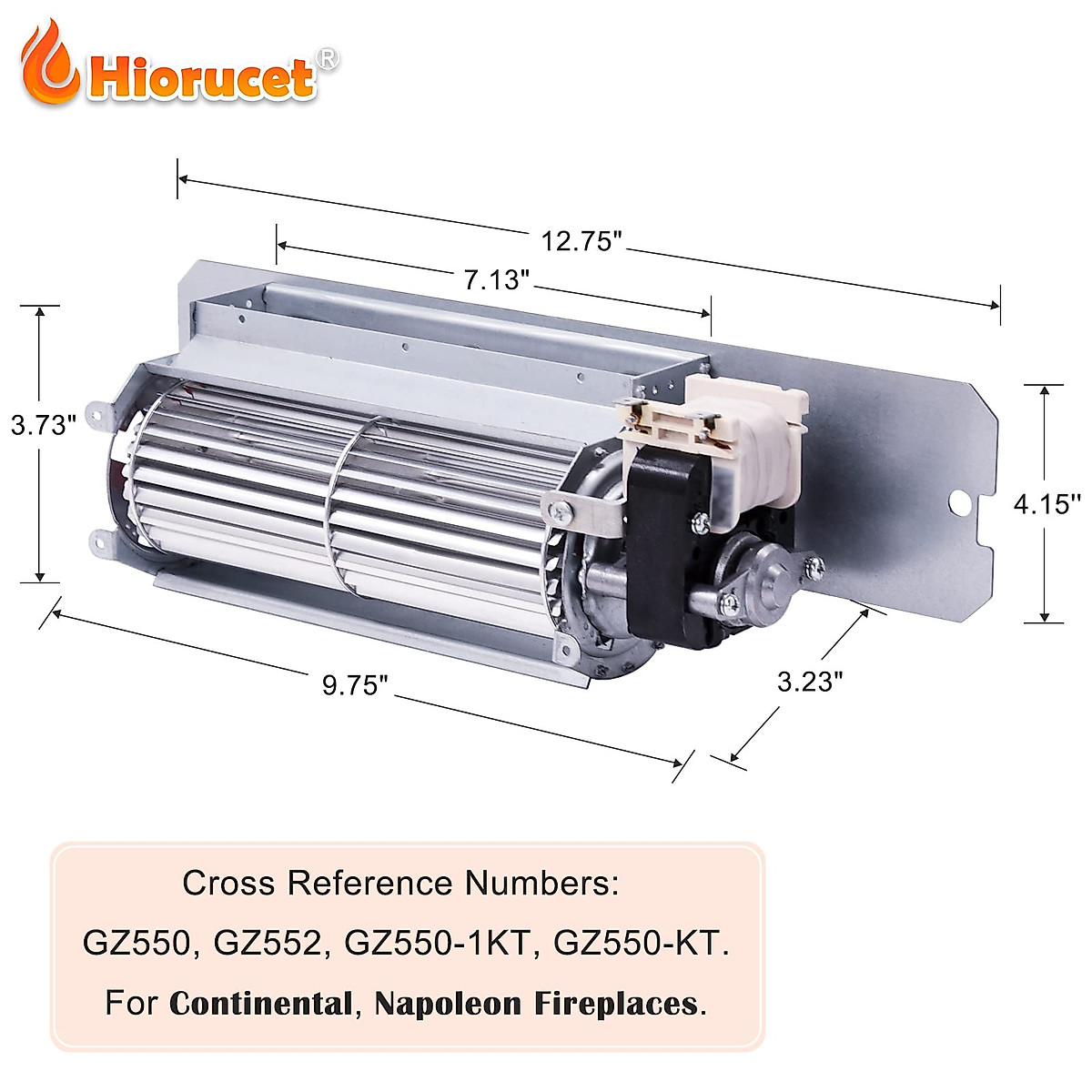 GZ550-1KT Blower Fan Kit, GZ550 GZ552 Fireplace Blower Fan Replacement for Napoleon, Continental, Kingsman Fireplaces, BCDV36NTR, CDV34, CDV36NTR, GD36NTR, EP62-1, Rotom HB-RB61, R7-RB61, HB-RB58.
