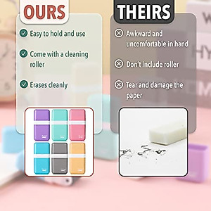 Mr. Pen- Erasers for Kids, 6 Pack, Pastel Colors, Eraser with Cover and Roller, Pencil Eraser Shaving Roller case, Erasers, Kids Erasers, Pencil Eraser, Cute Erasers
