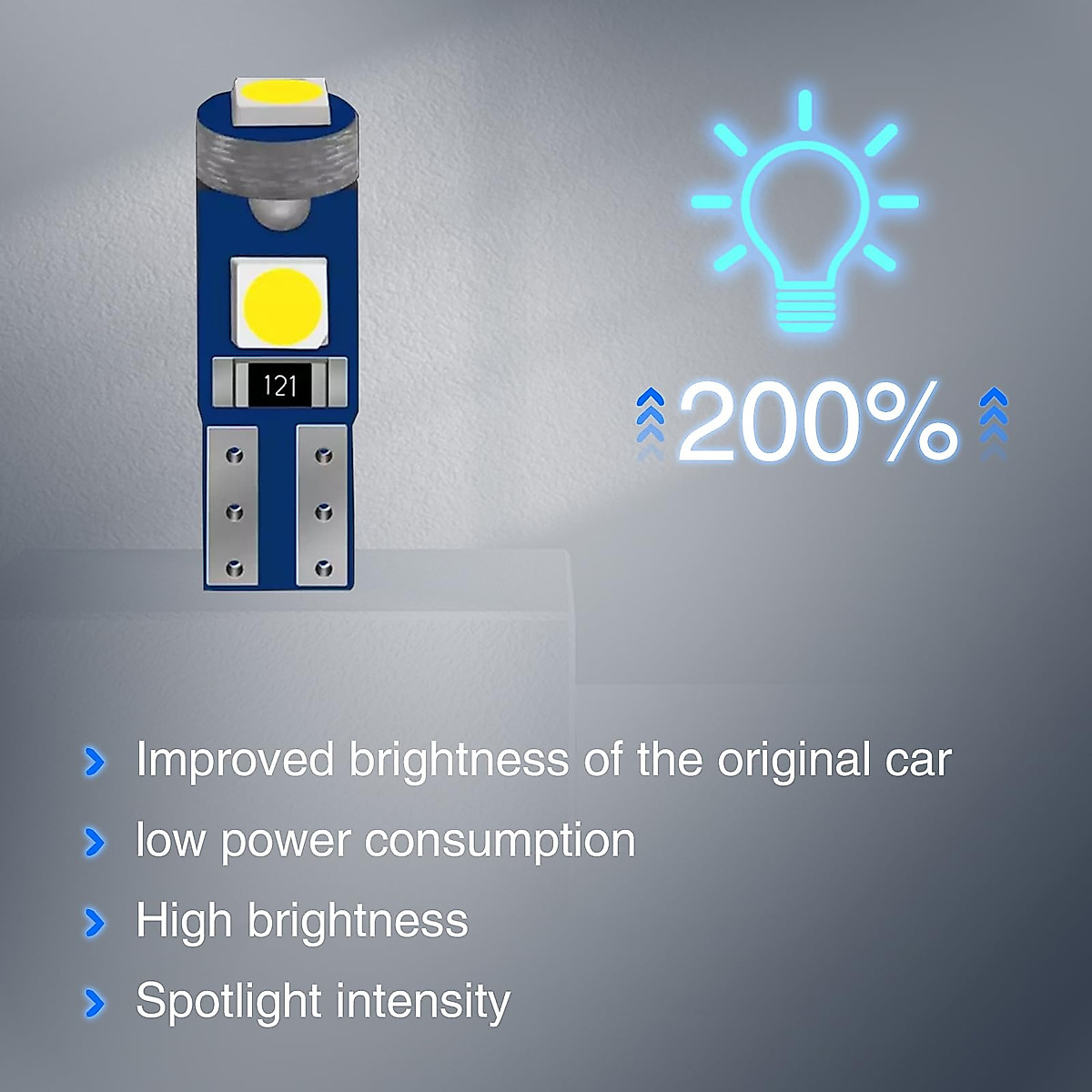 Ajxn 10 PCS Car LED Instrument Light, T5 3030 3SMD Wedge Bulb Instrument Cluster Indicator Light, 74 37 27 17 2721 Bulb Soft Beam Canbus Error-free, Universal for Most Cars Accessories (White)
