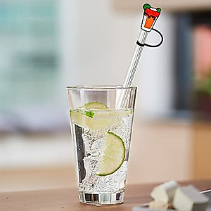 10Pcs Party Straw Covers Toppers for Cap Tumblers Insulated Water Straw Covers Drinking Reusable Straw Cover Silicone Dustproof Straw Toppers Covers for Women (Party Word)