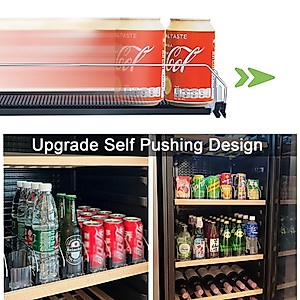TOCLIU soda can dispenser for refrigerator,Self-Pushing Fridge Drink Dispenser, Width-Adjustable Pusher Glide,Drink Organizer for Fridge,12oz to 24oz Water Bottle,Beer,drinks