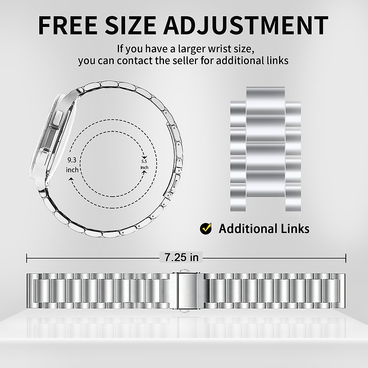 Compatible with Samsung Galaxy Watch 7 6 5 4 FE Band Pro Classic Active 2 40mm 44mm 43mm 47mm 45mm 42mm 46mm 20mm Galaxy Watch 3 Band 41mm Men Women Metal Elegant Casual Business Stainless Steel