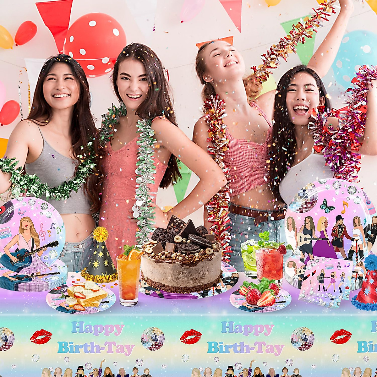 81pcs Birthday Party Decorations Plates, Birthday Party Supplies Include 40pcs Plates 40pcs Napkins 1pc Tablecloth Music Party Plates for Music Party Decorations Serves 20 Guests