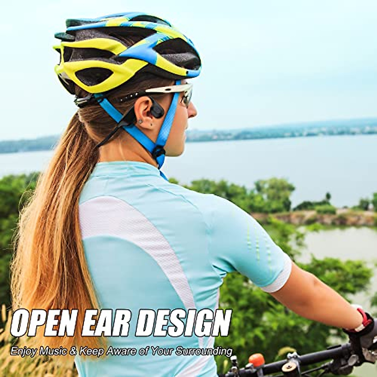 Tonfarb Bone Conduction Headphones Open Ear Wireless Bluetooth Headset with Mic Sweat Resistant Bone Conducting Earphones for Running Fitness Office Home Workouts Cycling (Black-Swimming)