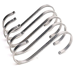 Castuvy Cazlangtvy 9PCS 304 Stainless Steel 3 inch S Flat Hook S Shape Durable Hook Kitchen Pot Storage Box, Bedroom and Office, Home, Garden, Workplace, Outdoor, Silver, 3inch x0.9inch